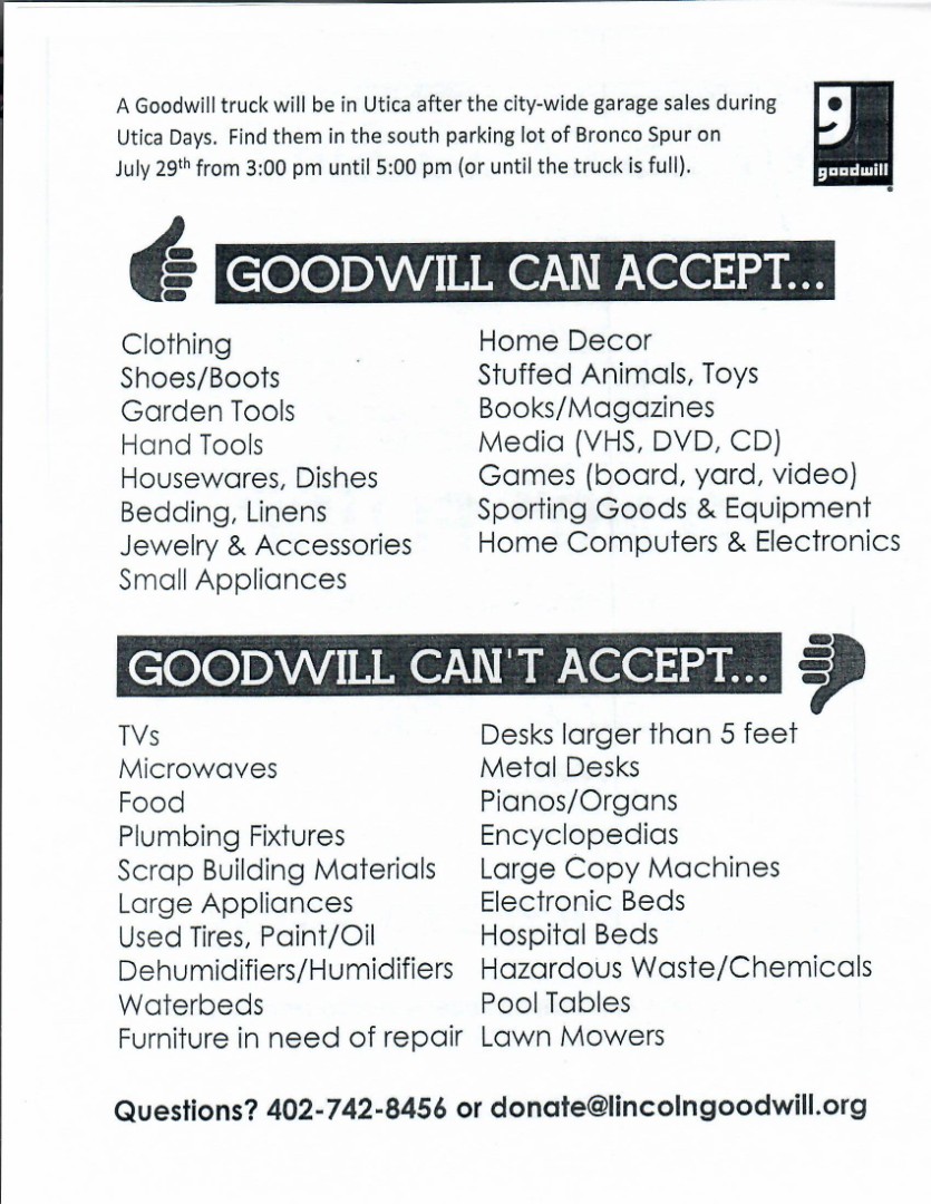 Village of Utica - Goodwill Truck